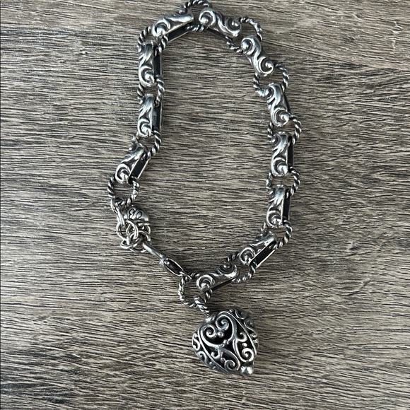 Brighton | Jewelry | Brighton Silver Scrollwork Heart Bracelet | Poshmark